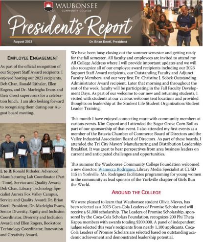 President's Report | Waubonsee Community College